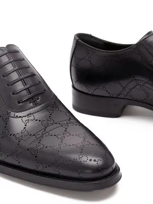 Gucci Leather Derby Shoes With Perforated Detailing - Black