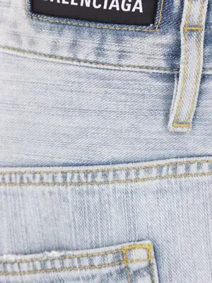 Balenciaga Wide Leg Logo Patch Jeans - Multi