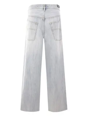 Balenciaga Wide Leg Logo Patch Jeans - Multi
