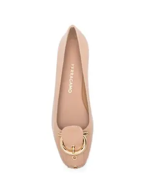 FERRAGAMO Leather Ballerina Flats - Brown