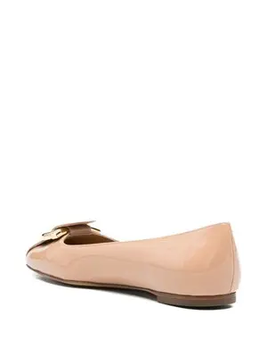 FERRAGAMO Leather Ballerina Flats - Brown