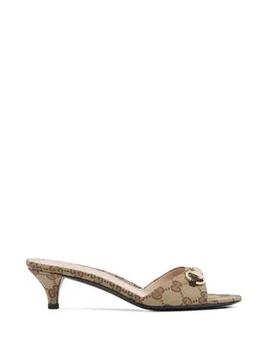 Gucci Gg Motif Mules - Beige