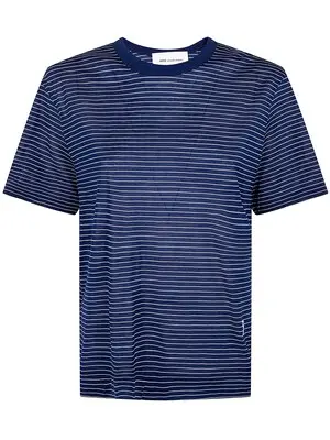 AMI Paris Striped Short Sleeve T-shirt - Blue