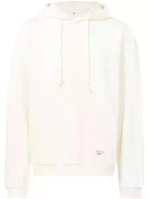 REEBOK Logo-patch Pouch-pocket Hoodie - White