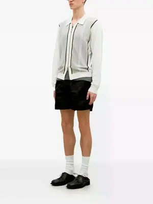 COOR Striped Zip-up Sweater With Collared Neckline