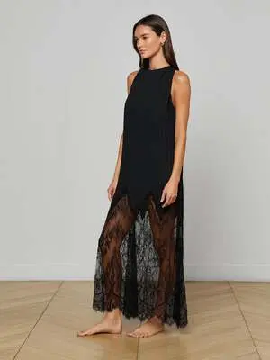 L'Agence Adalynn Maxi Dress With Lace Trim
