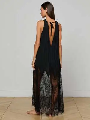 L'Agence Adalynn Maxi Dress With Lace Trim