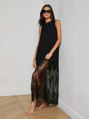 L'Agence Adalynn Maxi Dress With Lace Trim