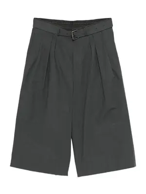 Dries Van Noten Poplin Bermuda Shorts With Belt - Grey