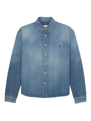 Saint Laurent Cassandre Shirt In Denim - Blue