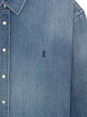 Saint Laurent Cassandre Shirt In Denim - Blue