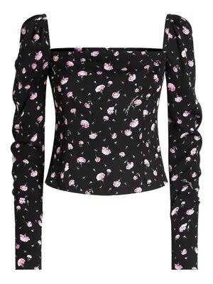 Dolce & Gabbana Carnations-print Silk Top - Black