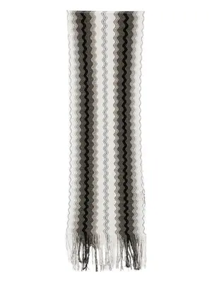Missoni Zig-zag Viscose Blend Fringed Scarf - Black
