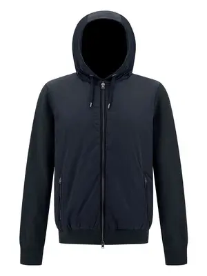 Herno Piqué Knit And Nylon Jacket - Blue