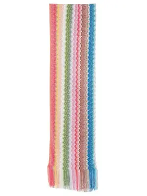 Missoni Zig-zag Scarf In Viscose With Fringes Multi