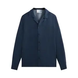Kith Monogram Silk Long-sleeve Thompson Camp Collar Shirt - Blue