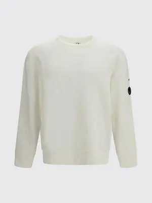 C.P. COMPANY Cotton Crewneck Sweatshirt With Logo Detail - White