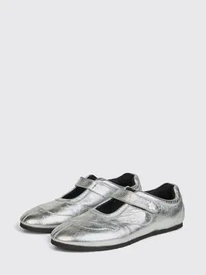 Cecilie Bahnsen Laminated Leather Mary Jane Shoes - Silver
