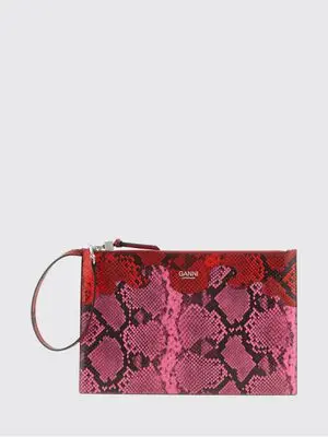 GANNI Python Print Faux Leather Clutch With Wristlet - Fuchsia