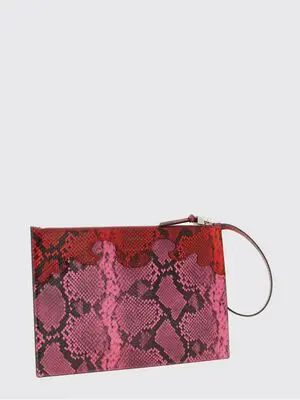 GANNI Python Print Faux Leather Clutch With Wristlet - Fuchsia