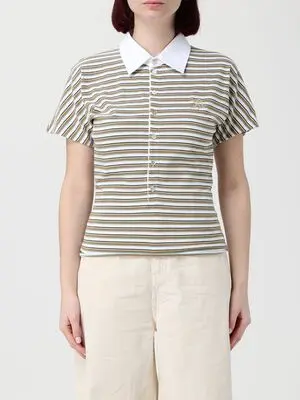 GOLDEN GOOSE Striped Cotton Short Sleeve Polo Shirt - Multicolor