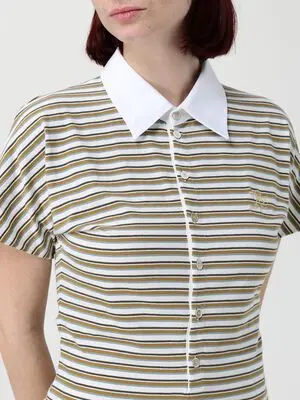 GOLDEN GOOSE Striped Cotton Short Sleeve Polo Shirt - Multicolor