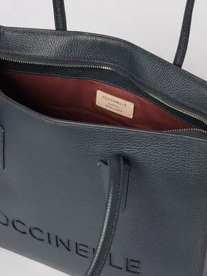 COCCINELLE Hammered Leather Tote Bag - Blue
