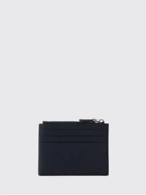 Valentino Garavani Vlogo Grained Leather Credit Card Holder - Blue