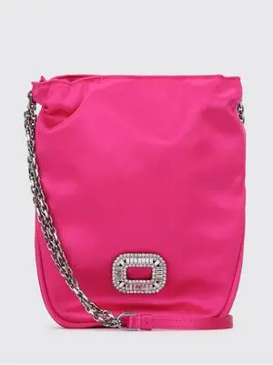 ROGER VIVIER Nano Pilgrim Satin Bag With Jewel Buckle - Fuchsia