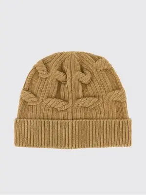 Stella McCartney Ribbed Wool Hat With Woven Inlay - Camel
