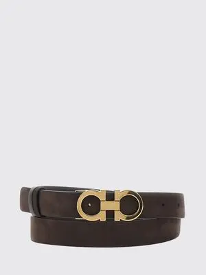 FERRAGAMO Ferragamo Belt With Double Gancini Buckle Brown