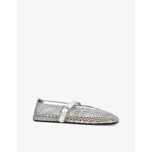 Alaïa Cut-out Mesh Ballerina Flats - Silver