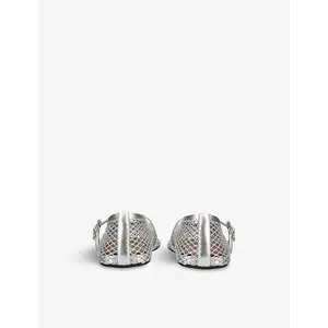 Alaïa Cut-out Mesh Ballerina Flats - Silver