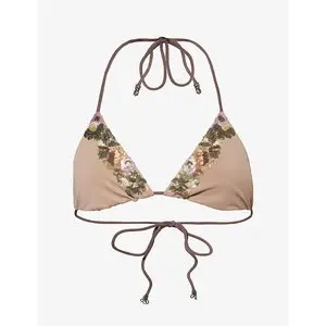 JADED LONDON Sequin Embellished Triangle Bikini Top - Multi