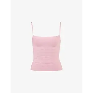 House Of Cb Panelled Stretch-woven Top - Dusky Pink
