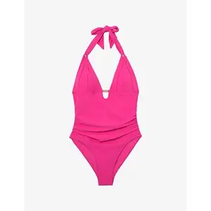 REISS Pleat-detail Swimsuit - Pink