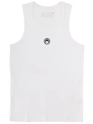 MARINE SERRE Ribbed Tank Top With Moon Logo