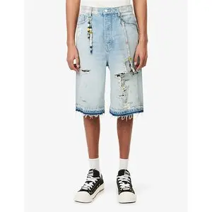 NAHMIAS De-stressed Cotton Denim Shorts
