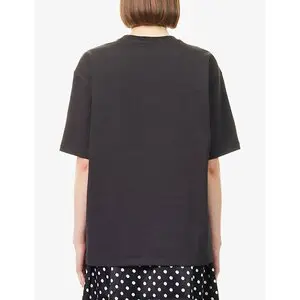 GANNI Relaxed-fit Cotton T-shirt With Logo Embroidery - Phantom