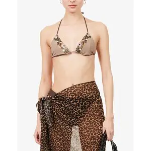 JADED LONDON Sequin Embellished Triangle Bikini Top