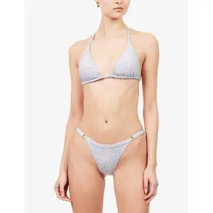 GRACEJACOB Bow-print Triangle Bikini Top