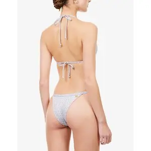 GRACEJACOB Bow-print Triangle Bikini Top