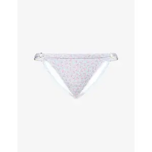 GRACEJACOB Bow-print Side-tie Bikini Bottom - Blue