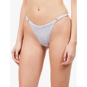 GRACEJACOB Bow-print Side-tie Bikini Bottom