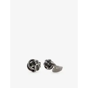 Tateossian Carbon Knot Gunmetal Plated Metal Cufflinks Black
