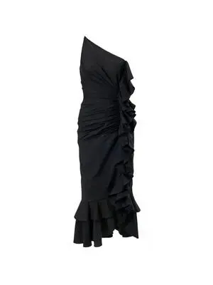 Carolina Herrera One-shoulder Ruffled Midi Dress