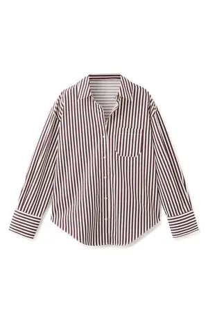 Mango Stripe Cotton Blend Shirt - Ecru