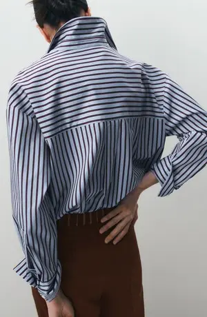Mango Stripe Cotton Blend Shirt