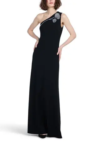 EMILY SHALANT Crystal One-shoulder Gown