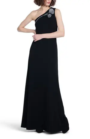 EMILY SHALANT Crystal One-shoulder Gown